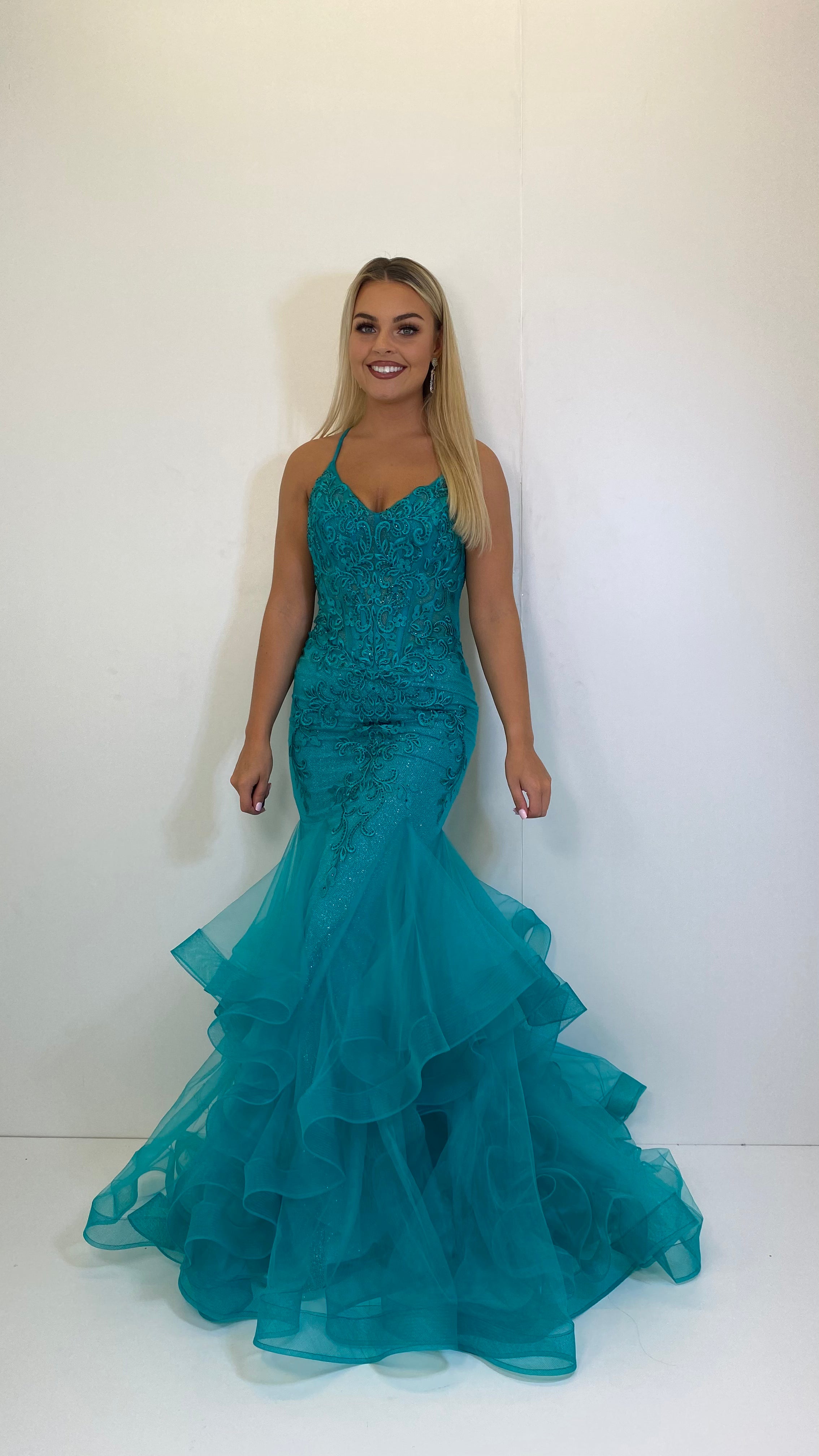 Green Swirl Corset Fishtail Glamorous Prom Dress – Rosies Closet